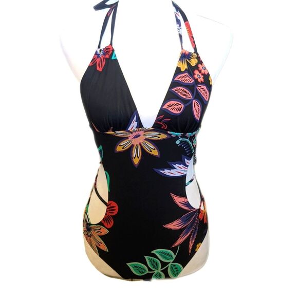 VENUS | Swim | Venus Black Monokini Onepiece Swimsuit Tropical Floral ...